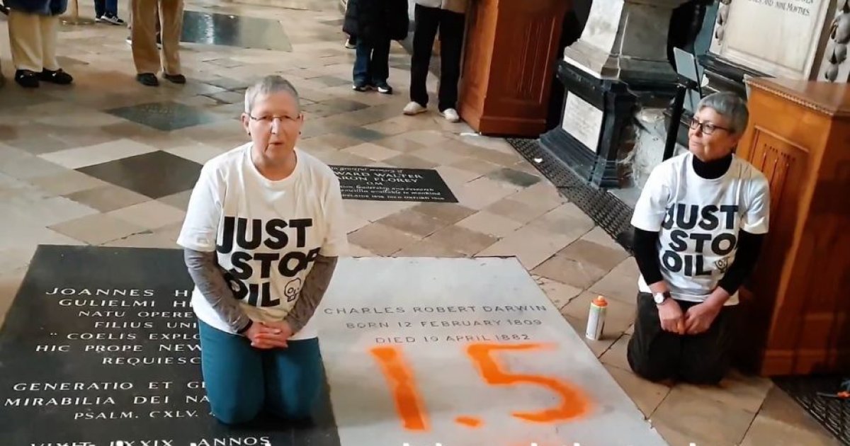 Just Stop Oil activists vandalized Charles Darwin's tomb in Westminster ...