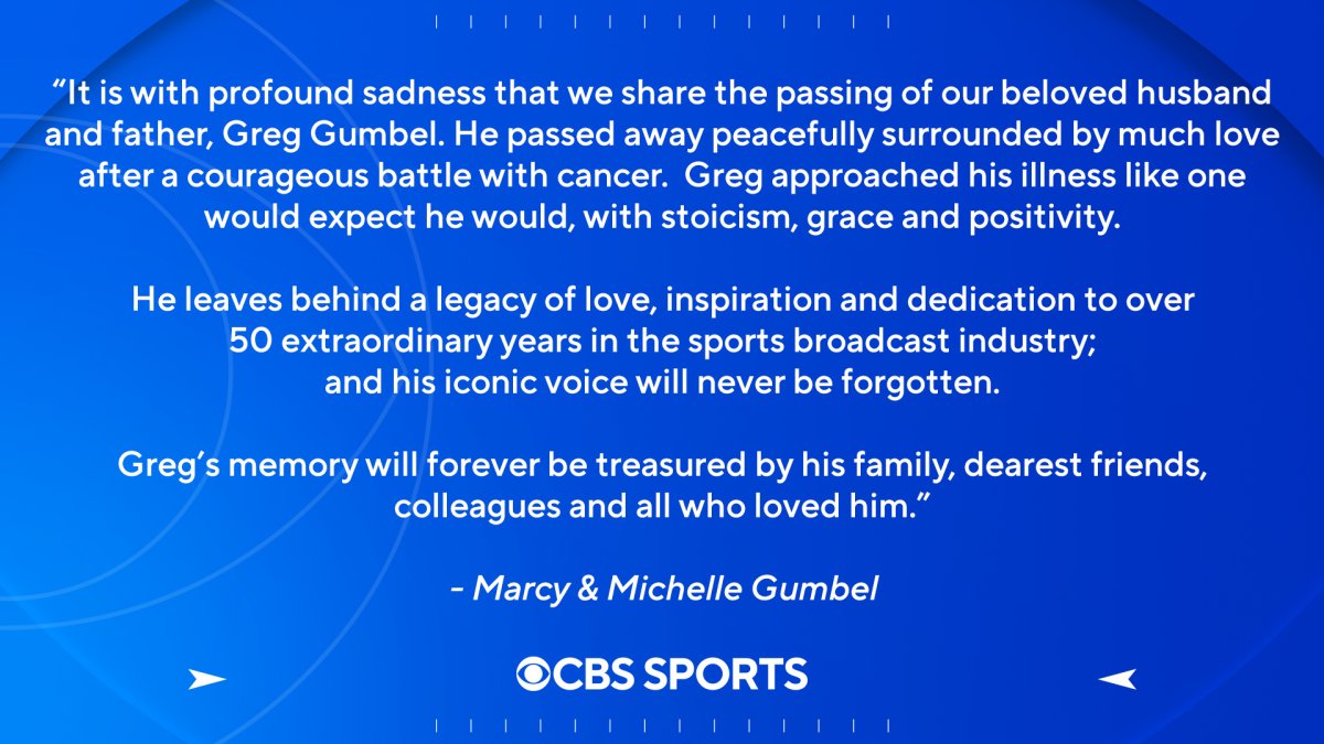 Popular sports broadcaster Greg Gumbel dies at age 78