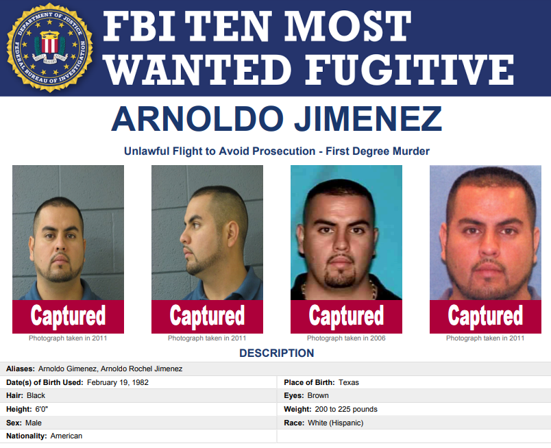 FBI captures Arnoldo Jimenez, one of the ten most wanted fugitives