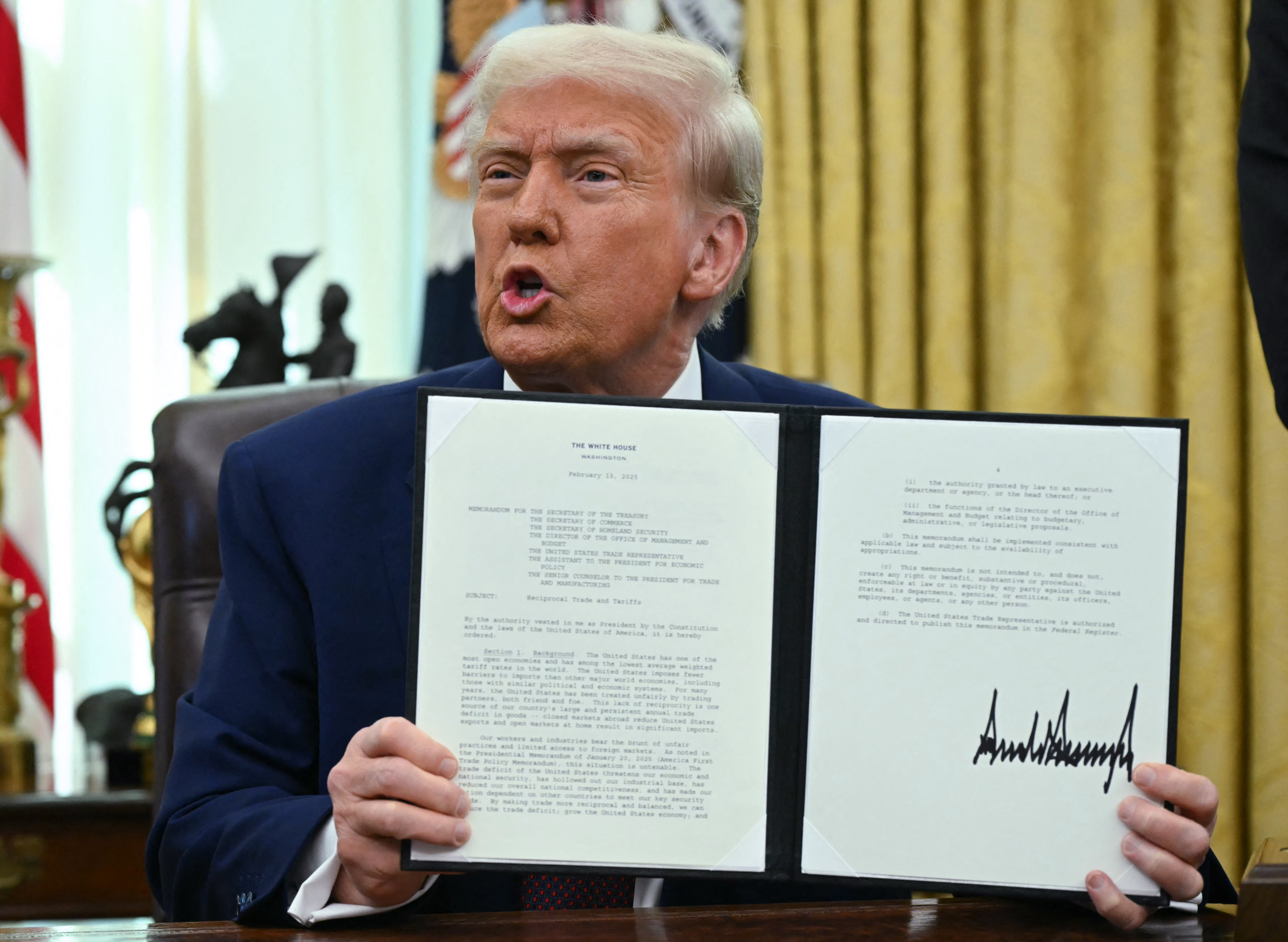 Trump signs measures to impose 'fair and reciprocal' tariffs