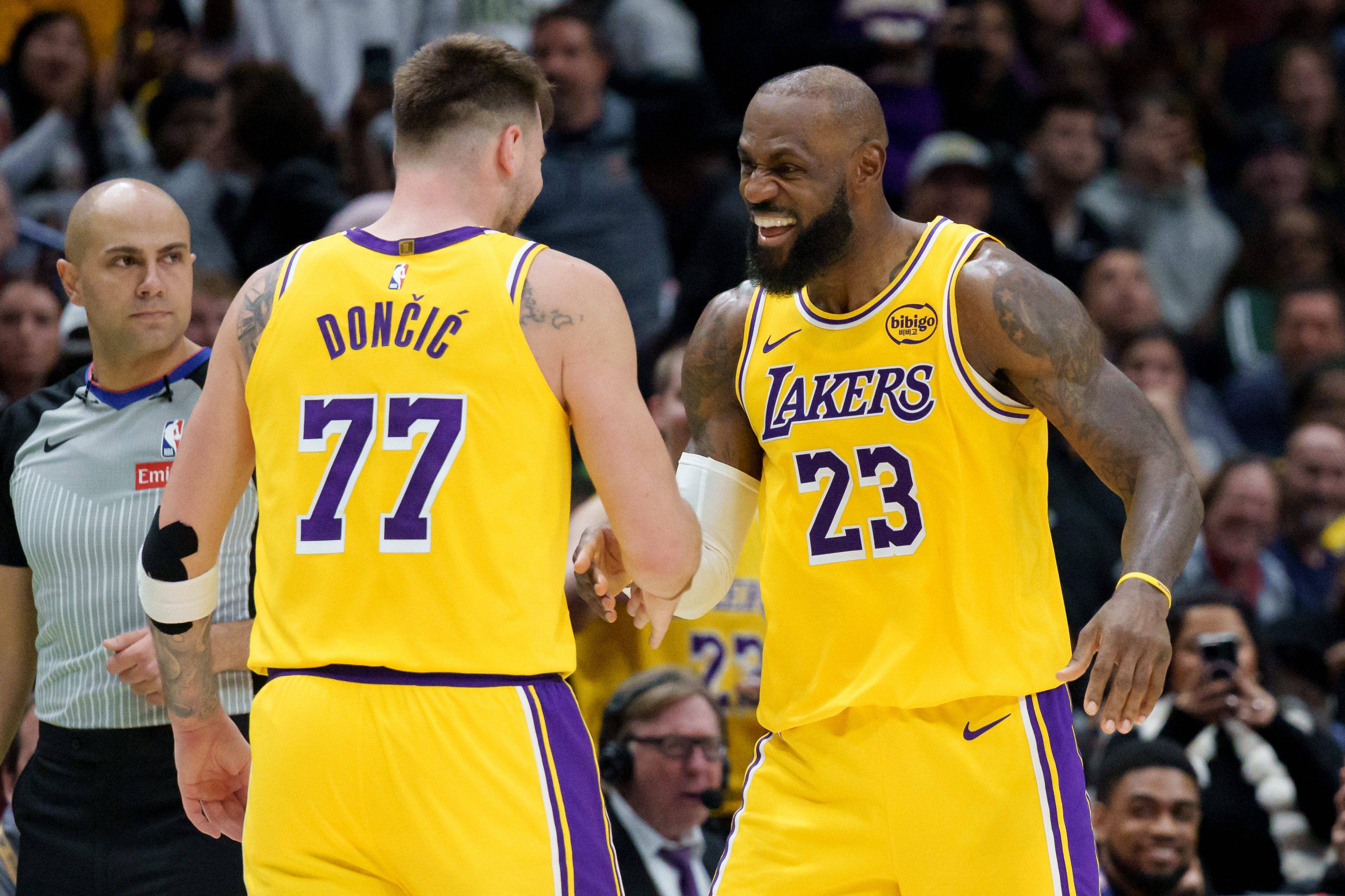 Doncic and LeBron power Lakers, Spurs stumble in Memphis